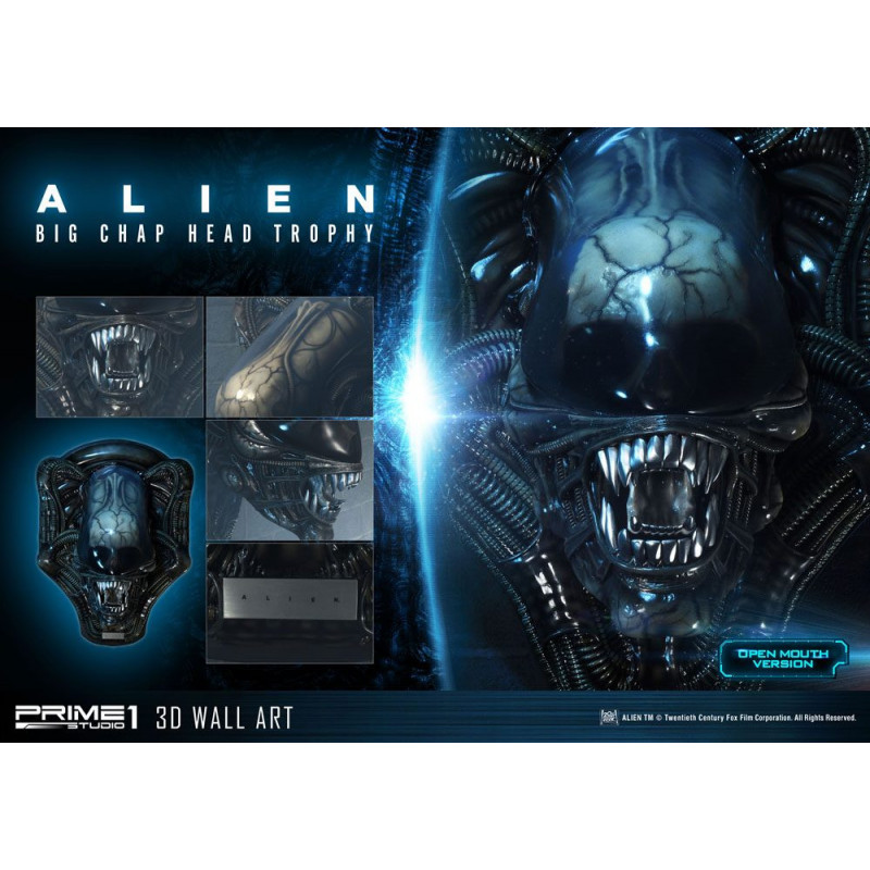 Alien 3D Wall Art Warrior Alien Head Trophy Open Mouth Version 58 cm