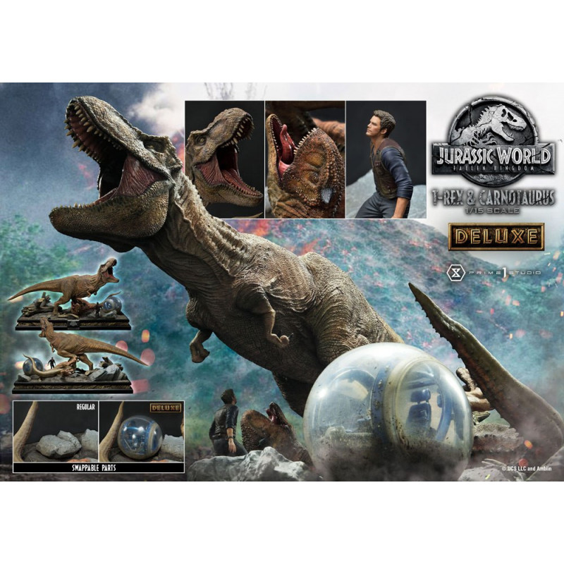 Jurassic World Fallen Kingdom Statue 1 15 T Rex Carnotaurus Deluxe